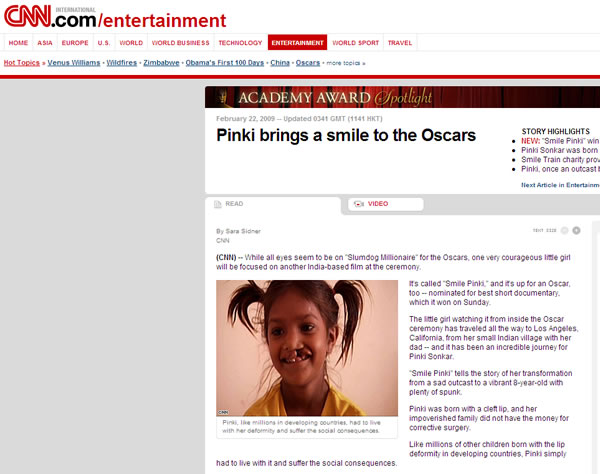 Joy for The Smile Train, and priceless exposure, as Smile Pinki film ...